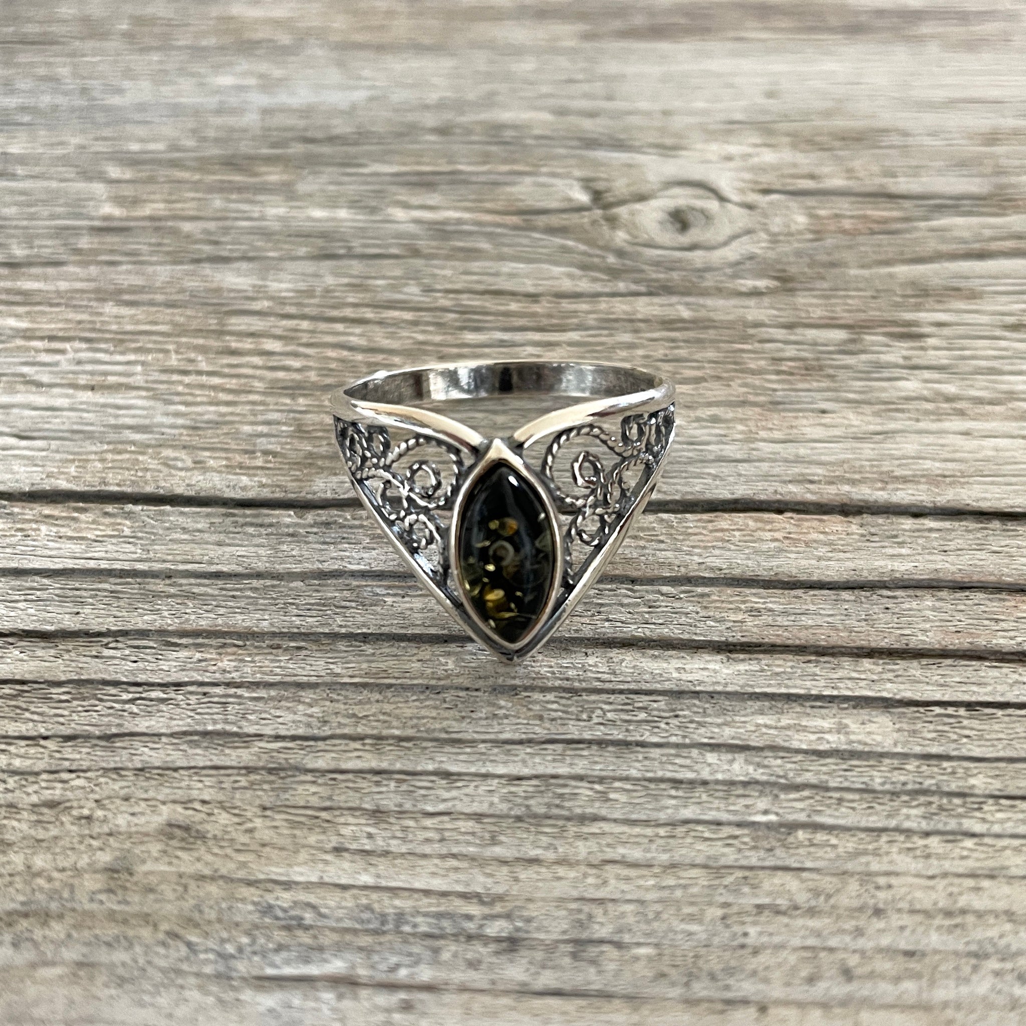 Baltic Green Amber Ring | Amber Secrets