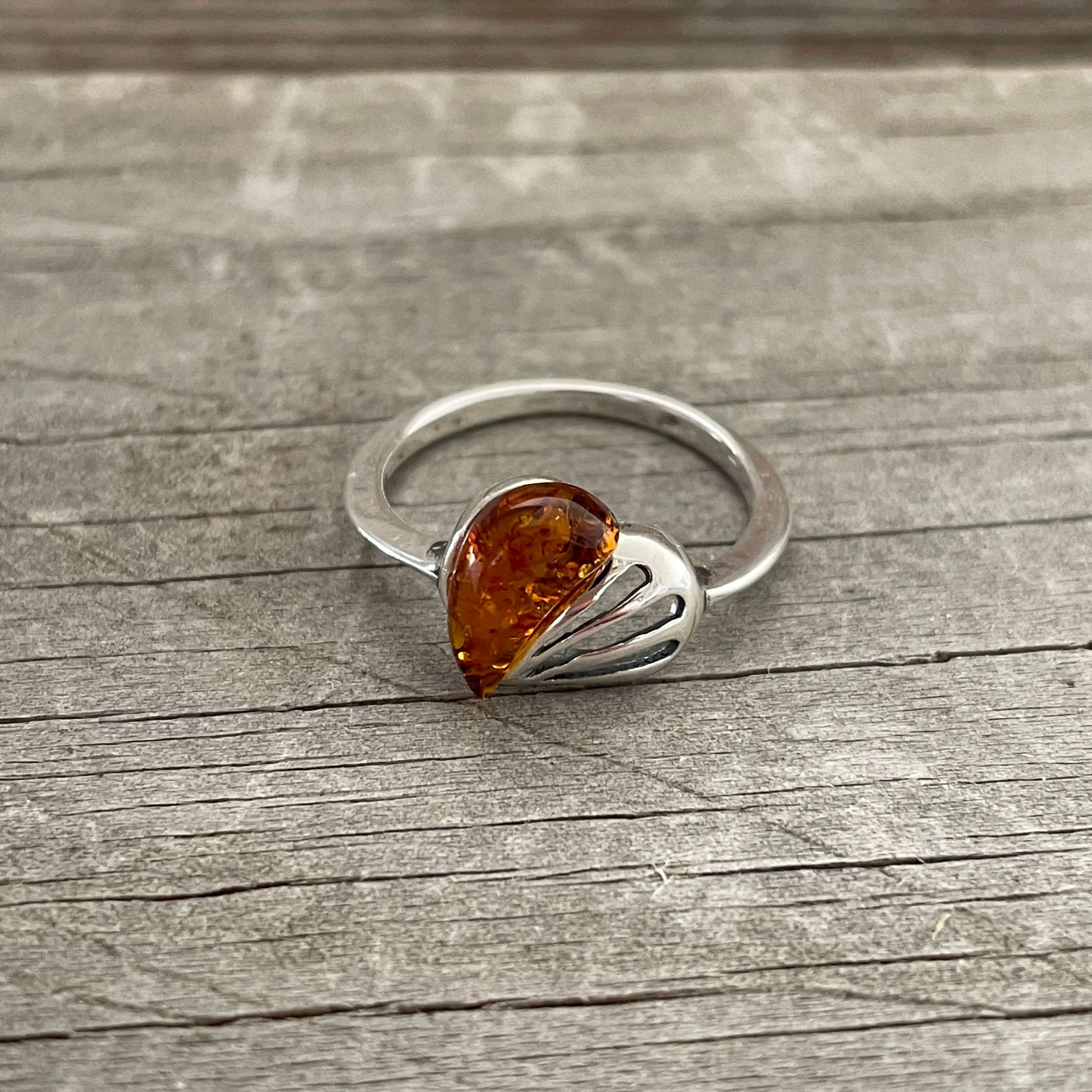 Love Heart Amber Ring | Amber Secrets